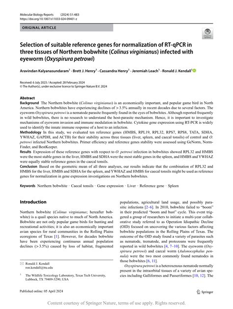 Selection Of Suitable Reference Genes For Normalization Of Rt Qpcr In Three Tissues Of Northern