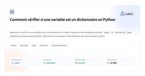 comment vérifier si une variable est un dictionnaire en python labex