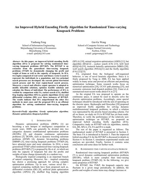 Pdf An Improved Hybrid Encoding Firefly Algorithm For Randomized Time