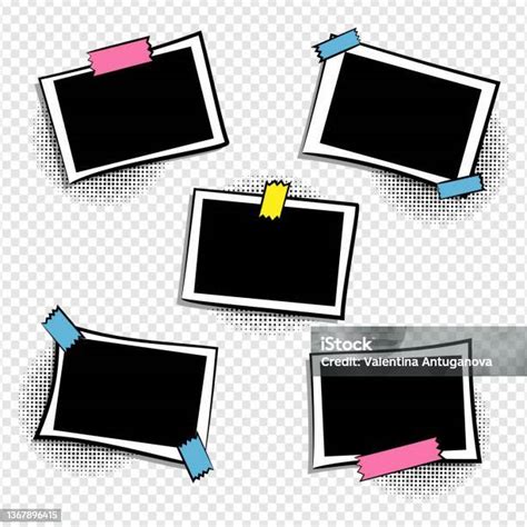 팝 아트 스타일의 프레임 세트 사진 앨범에 대한 만화 스타일의 사진 프레임의 컬렉션 프레임에 컬러 스티커 액자에 대한 스톡 벡터 아트 및 기타 이미지 Istock