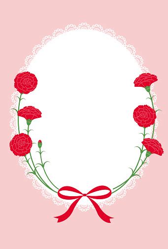 빨간 카네이션과 어머니의 날 배너 카드 전단지 소셜 미디어 배경 화면 등의 레이스 프레임이 있는 벡터 배경 생일 카드에 대한 스톡 벡터 아트 및 기타 이미지 Istock