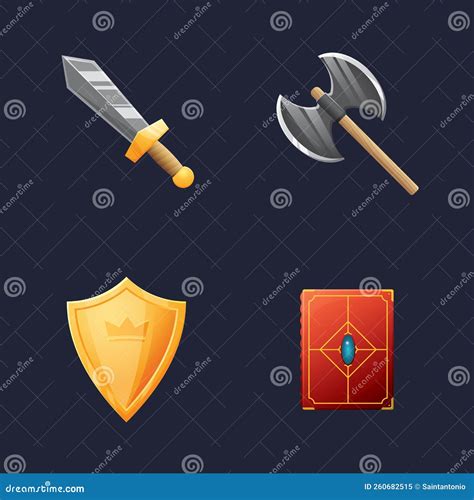 Game UI Assets Set Gaming User Interface Icons Collection Stock Vector Illustration Of