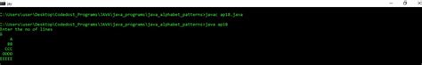 JAVA Program For Character Alphabet Pattern CODEDOST