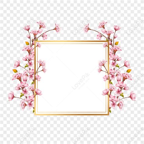 핑크 벚꽃 일러스트 지점 서라운드 테두리작은 가지둘러싸다 Png 일러스트 무료 다운로드 Lovepik