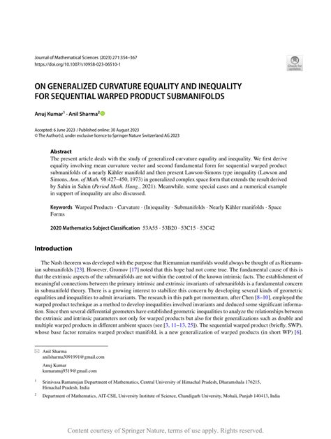 On Generalized Curvature Equality And Inequality For Sequential Warped