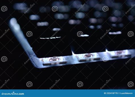 Glowing LED Computer Keyboard In The Dark Stock Photo Image Of Equipment Design 232418770