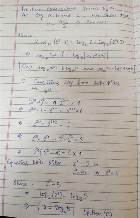 If Log Log X And Log X Are Three Consecutive Terms Of An A P Then The
