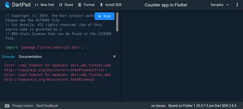 Dartpad Not Displaying Output Of Flutter · Issue 1608 · Dart Langdart Pad · Github