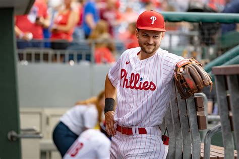 Download Trea Turner Phillies Smiling Dugout Wallpaper