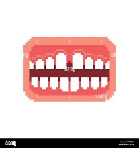 Gap Mouth Pixel Art Bit Large Space Between Teeth Stock Vector Image Art Alamy