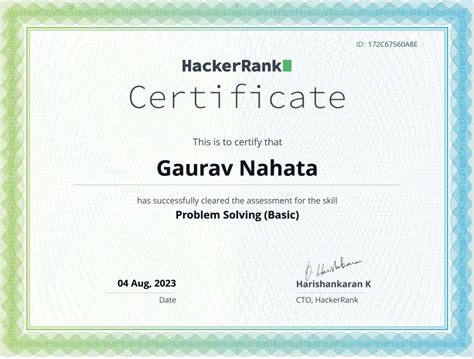 Gaurav Nahata On Linkedin Problemsolving Certifiedhackerranker Readyforchallenges