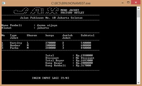 Program Kasir Dengan Borland C