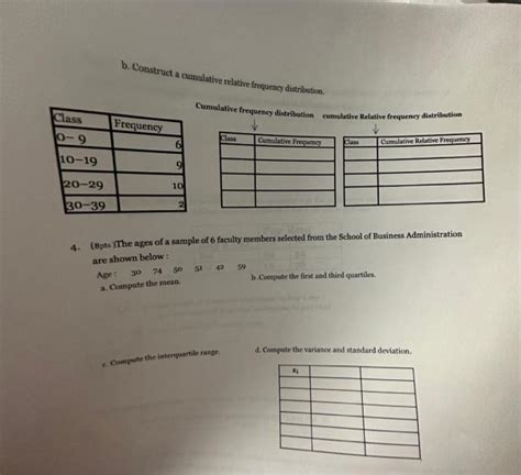 Solved B Construct A Cumulative Relative Frequency