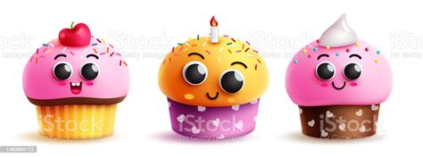 생일 컵케이크 벡터 세트 디자인 생일 컵 케이크와 머핀 맛있는 파티 요소 0명에 대한 스톡 벡터 아트 및 기타 이미지 0명 개체 그룹 고립 색상 Istock