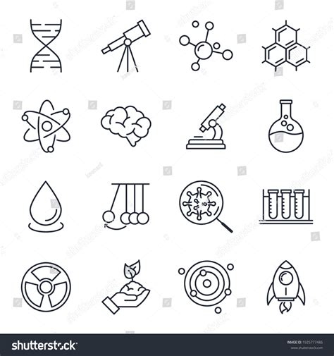 Set Science Elements Icon Science Pack Stock Vector Royalty Free