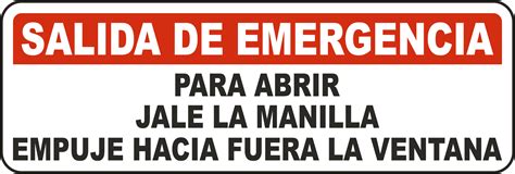 Spanish Emergency Exit Pull Handle Push Window Label Save 10 Online