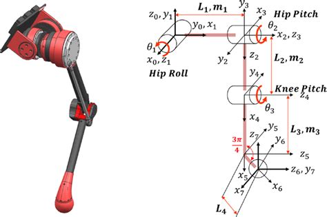 Joint Structure And Coordinate Frames Of 3 Dof Robot Leg Download Scientific Diagram