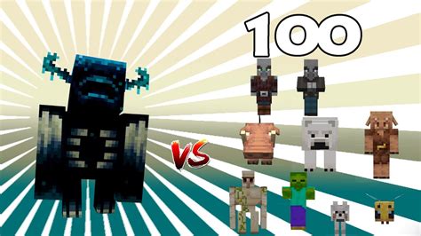 Warden Vs Minecraft Mobs 1vs100 Youtube