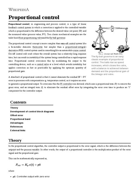 Proportional Control Control Theory Control System
