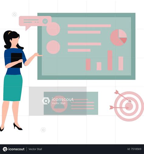 Best Young Girl Working On Chart Graph Presentation Illustration Download In Png And Vector Format