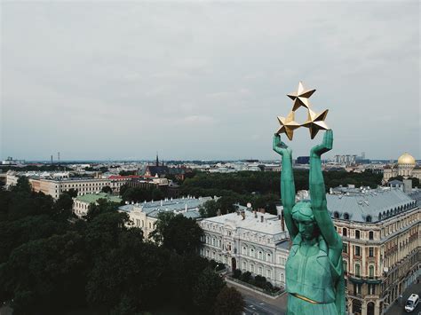freedom monument in riga latvia spark r dji