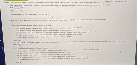 Solved A ﻿what Are The Bonds Nominal Yield To Maturity And