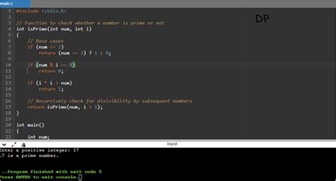 c program to check whether a number is prime or not using recursion