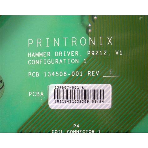Printronix 134507 001 Hammer Driver P9212 Board