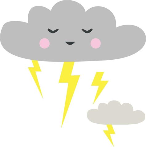 Cute Thunder And Cloud In Cartoon Style Weather Forecast Icon 37047554 Vector Art At Vecteezy
