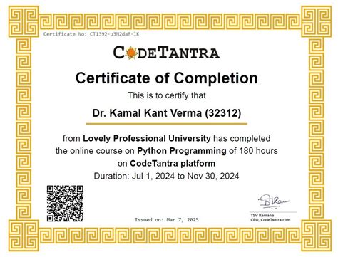Successfully Completed Python Programming Online Course Dr Kamal