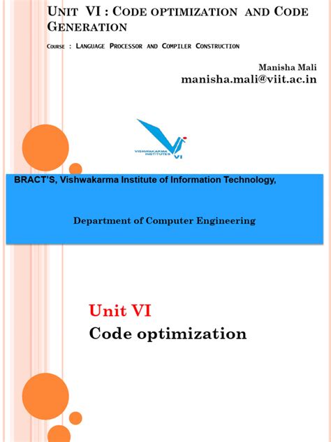 Unit Vi Code Optimization Pdf Program Optimization Compiler