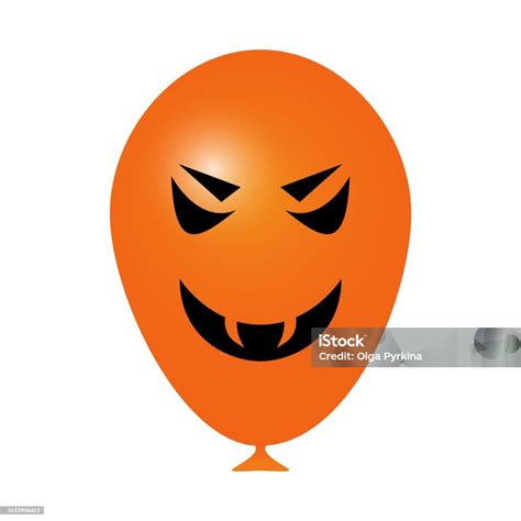할로윈을위한 풍선 불길한 얼굴을 가진 현실적인 오렌지색 공 10월에 대한 스톡 벡터 아트 및 기타 이미지 10월 3차원 형태 감정 Istock
