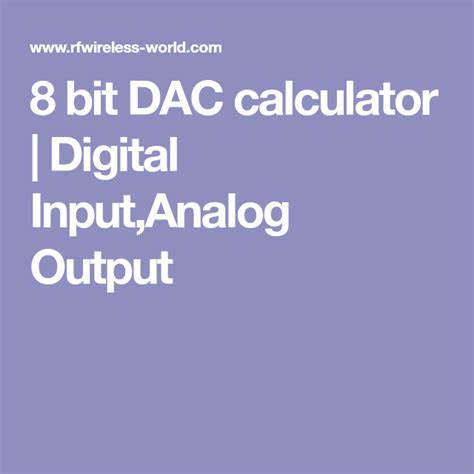 8 Bit Dac Calculator Digital Inputanalog Output 8 Bit Analog
