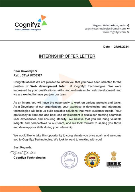 Kowsalya V On Linkedin Webdevelopment Internship Cognifyztechnologies Cognifyz Careergrowth