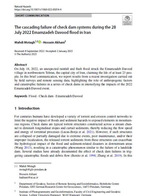 The Cascading Failure Of Check Dam Systems During The 28 July 2022