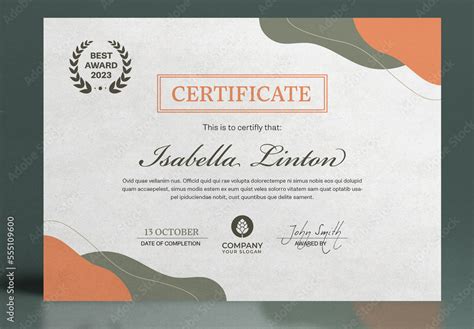 Landscape Certificate Layout Stock Template Adobe Stock