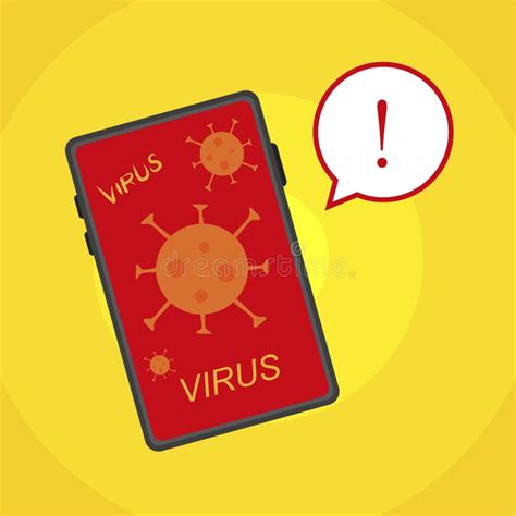 Mobile Phone Virus Screen Security Protection Concept Alert Message Vector Illustration