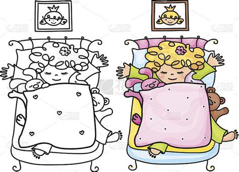 向量熟睡的小女孩。