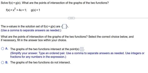 Solved Solve Fxgx ﻿what Are The Points Of Intersection