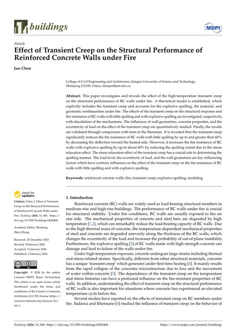 Pdf Effect Of Transient Creep On The Structural Performance Of Reinforced Concrete Walls Under