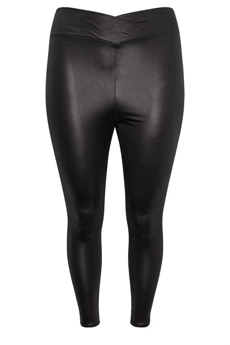 Limited Collection Plus Size Black Faux Leather Wrap Waist Leggings Yours Clothing