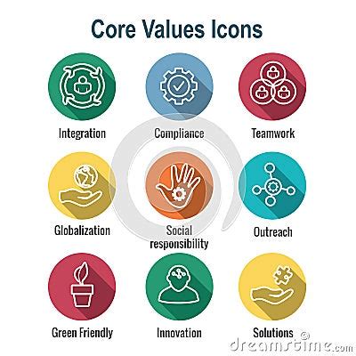 Core Values Outline Line Icon Conveying Integrity Purpose Cartoon Vector CartoonDealer Com