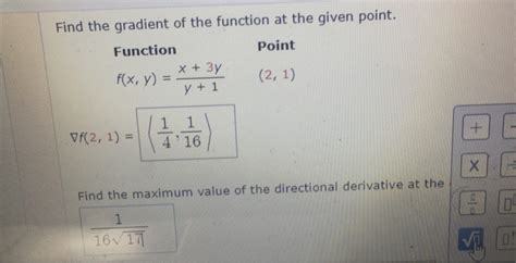 Solved Find The Gradient Of The Function At The Given Point