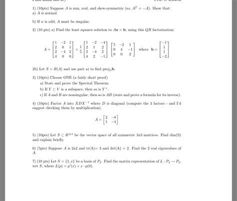 Solved Suppose A Is N Times N Real And Skew Symmetric So Chegg