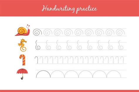 교육용 필기 연습 워크 시트 무료 벡터