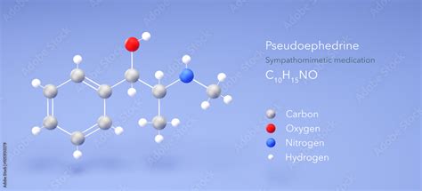 Pseudoephedrine Molecule Molecular Structure Sympathomimetic Medication 3d Model Structural