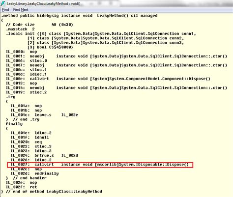 Analysing Assemblies And Finding Out Possible Leaks By Not Disposing Of Objects Properly Angel