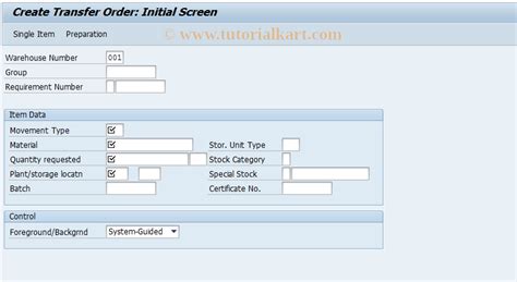 LT01 SAP Tcode Create Transfer Order