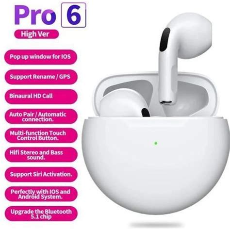 Tws Pro6 Écouteurs Bluetooth Sans Fil Edr Blanc Fiche Technique Et