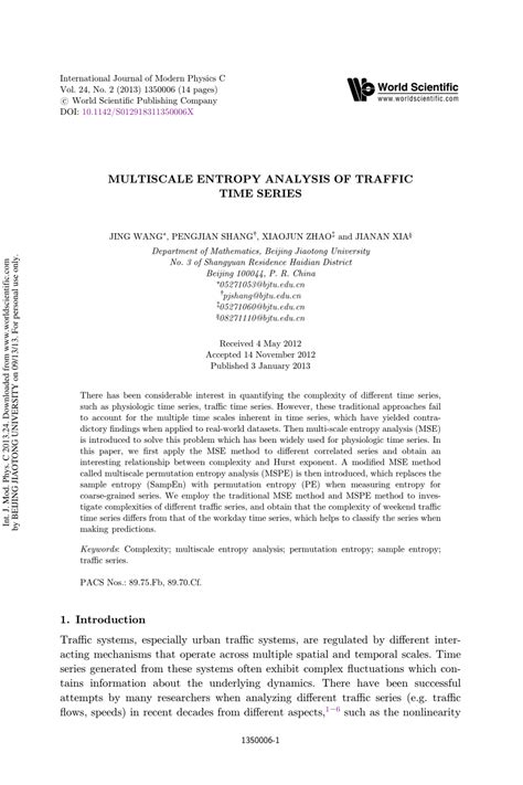 Pdf Multiscale Detrended Fluctuation Analysis Of Traffic Index Series